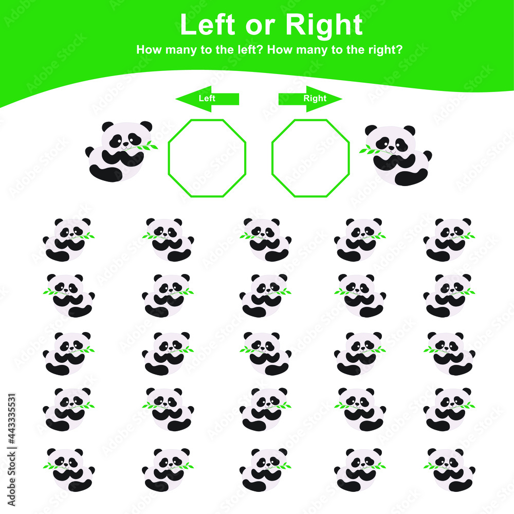 Vektor Left or Right Game for Preschool Children. Counting how many ...