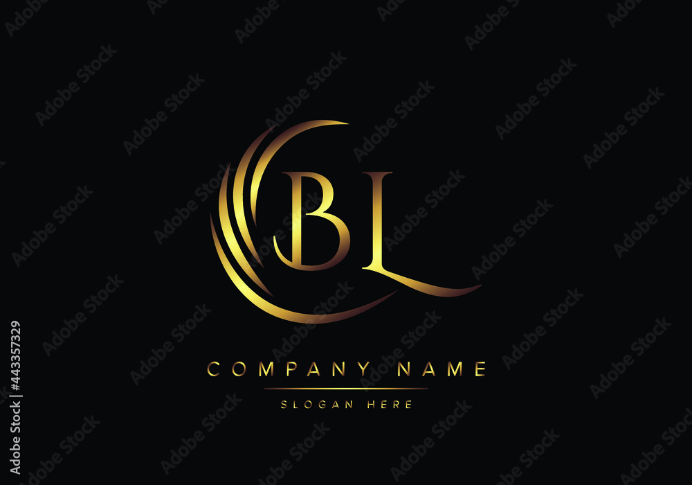 alphabet letters BL monogram logo, gold color elegant classical Stock ...