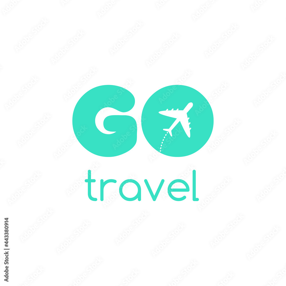 Go travel logo vector design. Vacation tour icon with airplane. Go ...