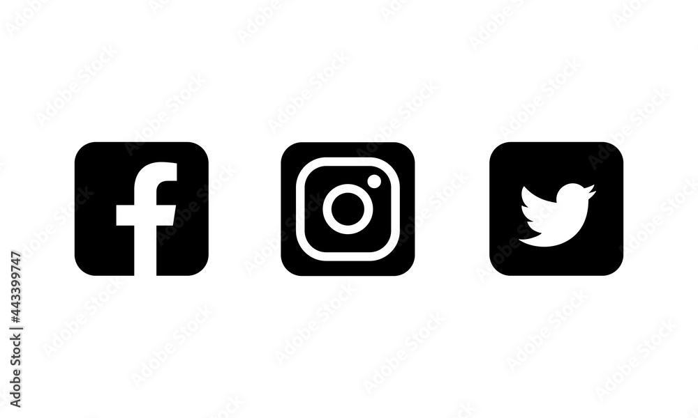 Set of facebook twitter instagram icons. Social media icons. Black ...