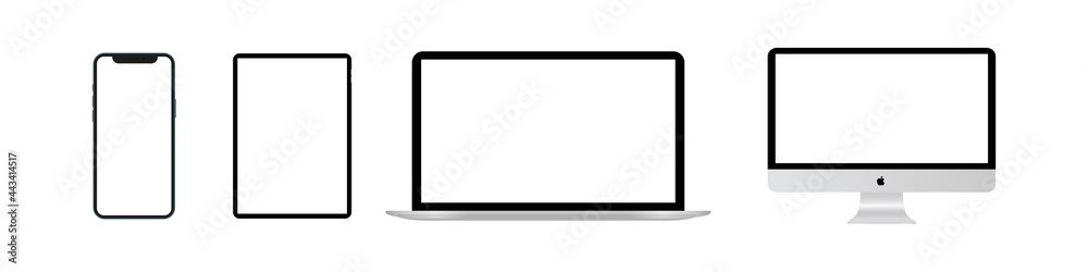 Set mockup computer, laptop, tablet, smartphone. Realistic isolated ...