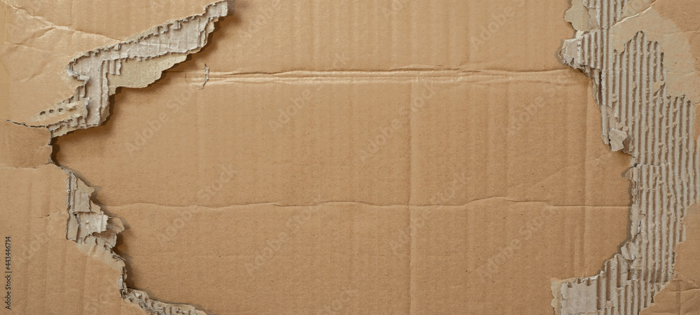 Frame made of brown beige old damaged torn paper, cardboard pattern ...