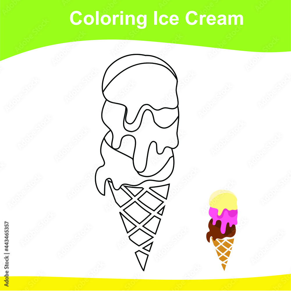 Coloring ice cream worksheet page. Educational printable coloring ...