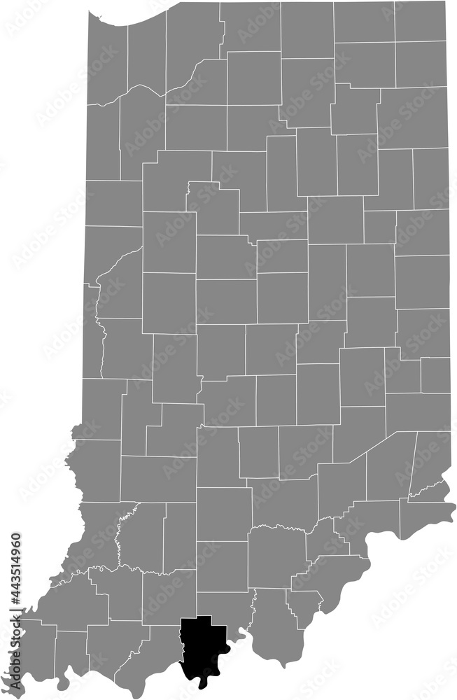 Black highlighted location map of the Hoosier Perry County inside gray ...