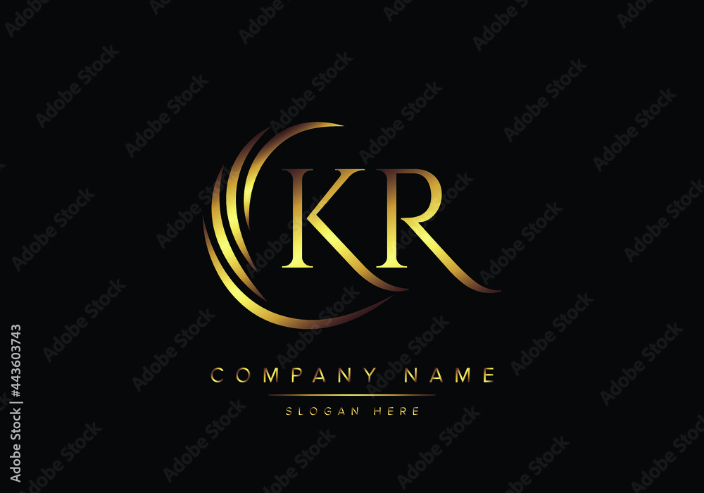 alphabet letters KR monogram logo, gold color elegant classical Stock ...