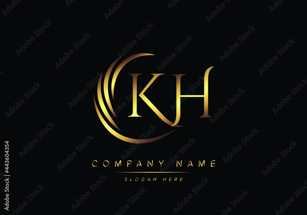alphabet letters KH monogram logo, gold color elegant classical Stock ...