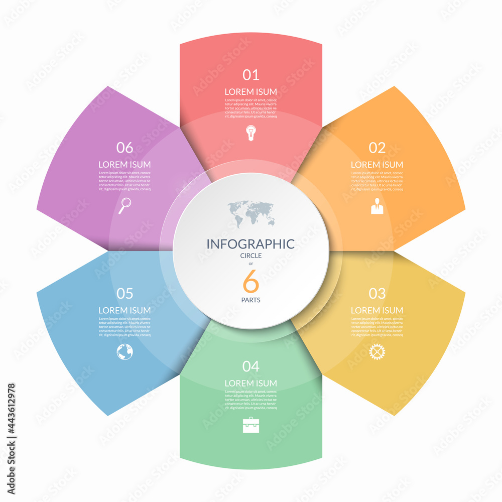 Infographic circle, process chart, cycle diagram with 6 steps, parts ...