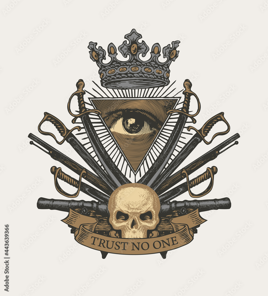 Vector heraldic Coat of arms in vintage style with All-seeing eye ...