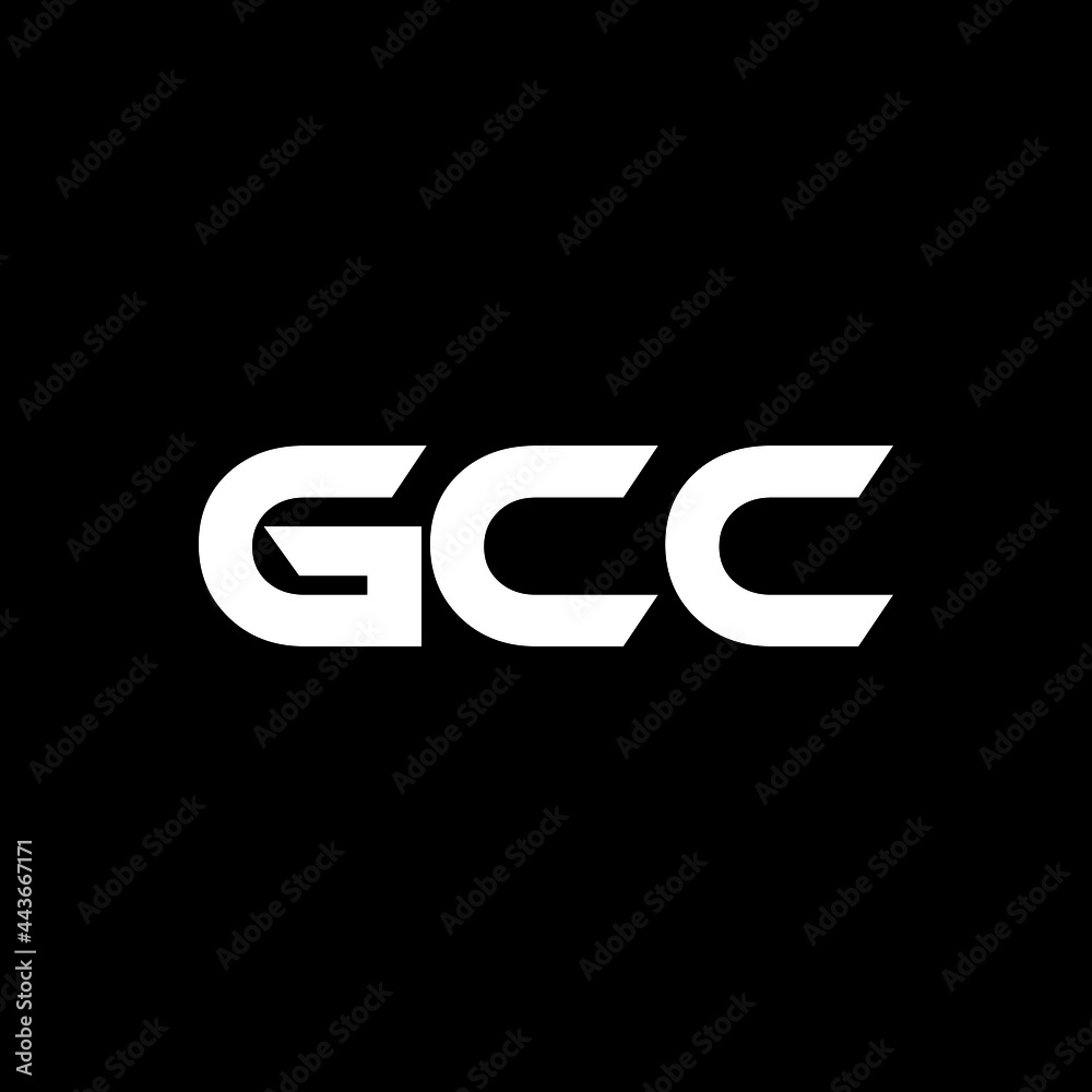 Stock-Vektorgrafik „GCC letter logo design with black background in ...