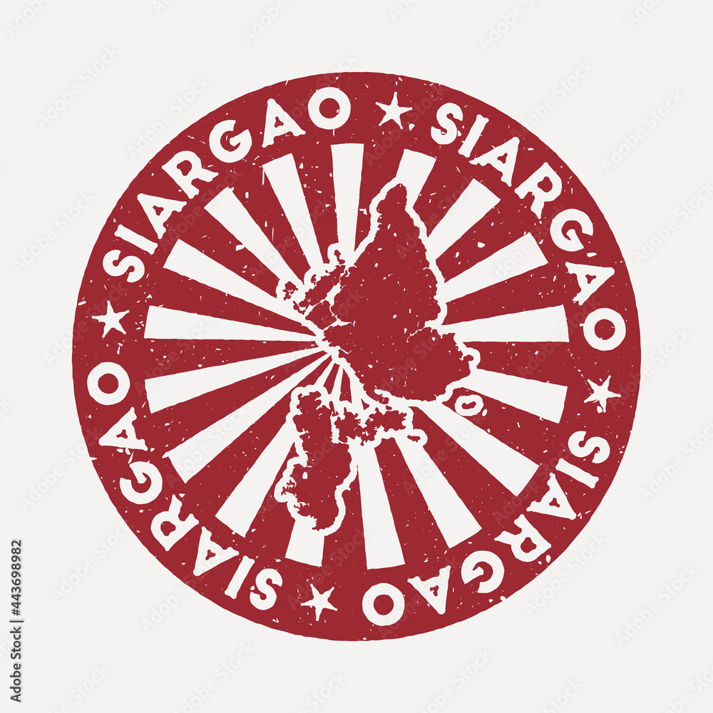 Siargao stamp. Travel red rubber stamp with the map of the island ...
