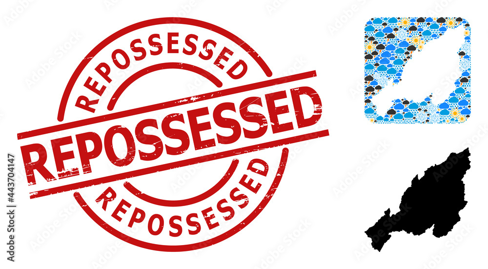 Vector de Stock Weather collage map of Nagaland State, and distress red ...