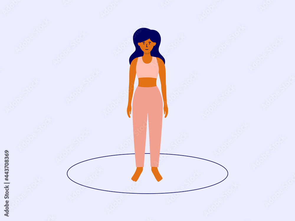 Personal boundaries, area or space concept. Isolated female standing ...