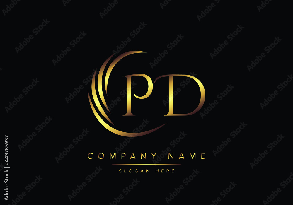 alphabet letters PD monogram logo, gold color elegant classical Stock ...