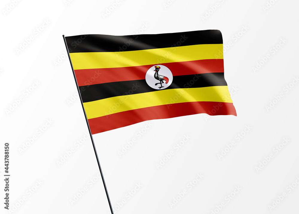 Uganda flag flying high in the isolated background Uganda independence ...