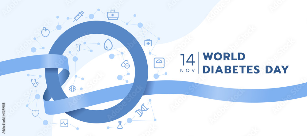 Vector de Stock world diabetes day - blue ribbon around blue ring ...