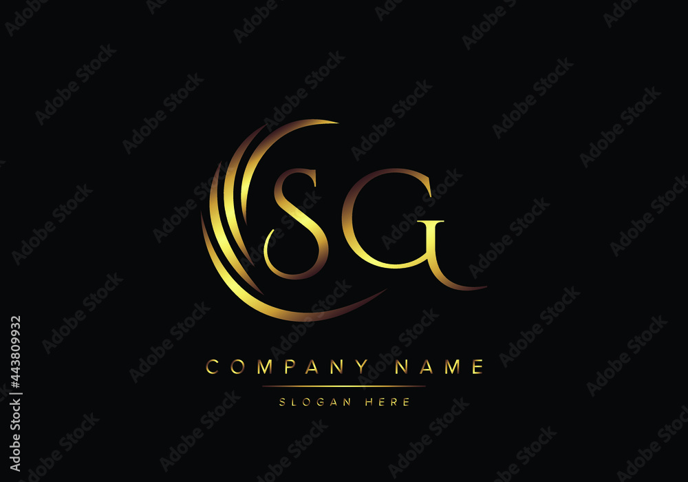 alphabet letters SG monogram logo, gold color elegant classical Stock ...