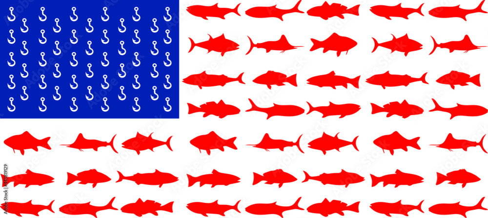 Fishing. USA flag. Combination of fishing symbols with the usa flag ...