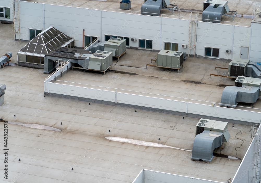 Exhaust vents of industrial air conditioning and ventilation units. Air ...
