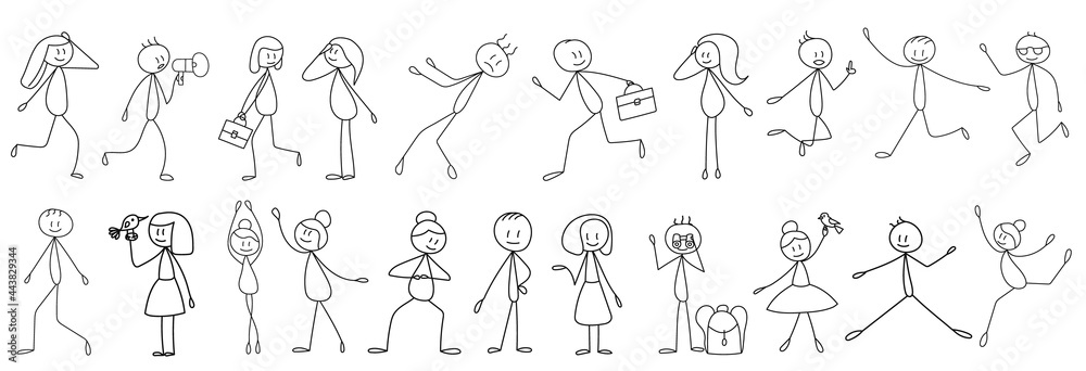 stick figure set of little men, isolated, vector Stock Vector | Adobe Stock