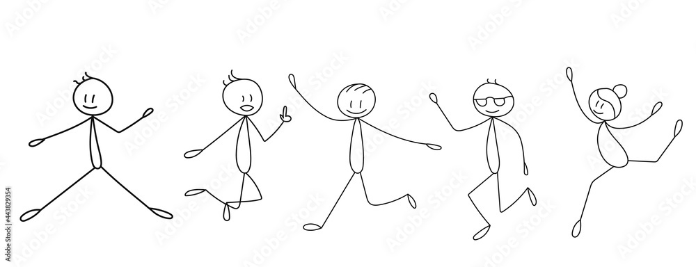 stick figure dudi jumping, joy, isolated, vector Stock Vector | Adobe Stock