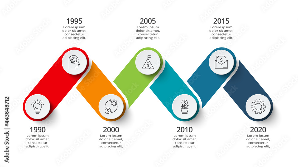 Timeline with 7 elements, infographic template for web, business ...
