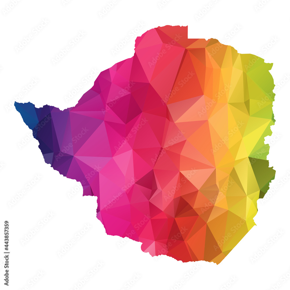 Abstract Polygon Map - Vector illustration Low Poly Color Rainbow ...