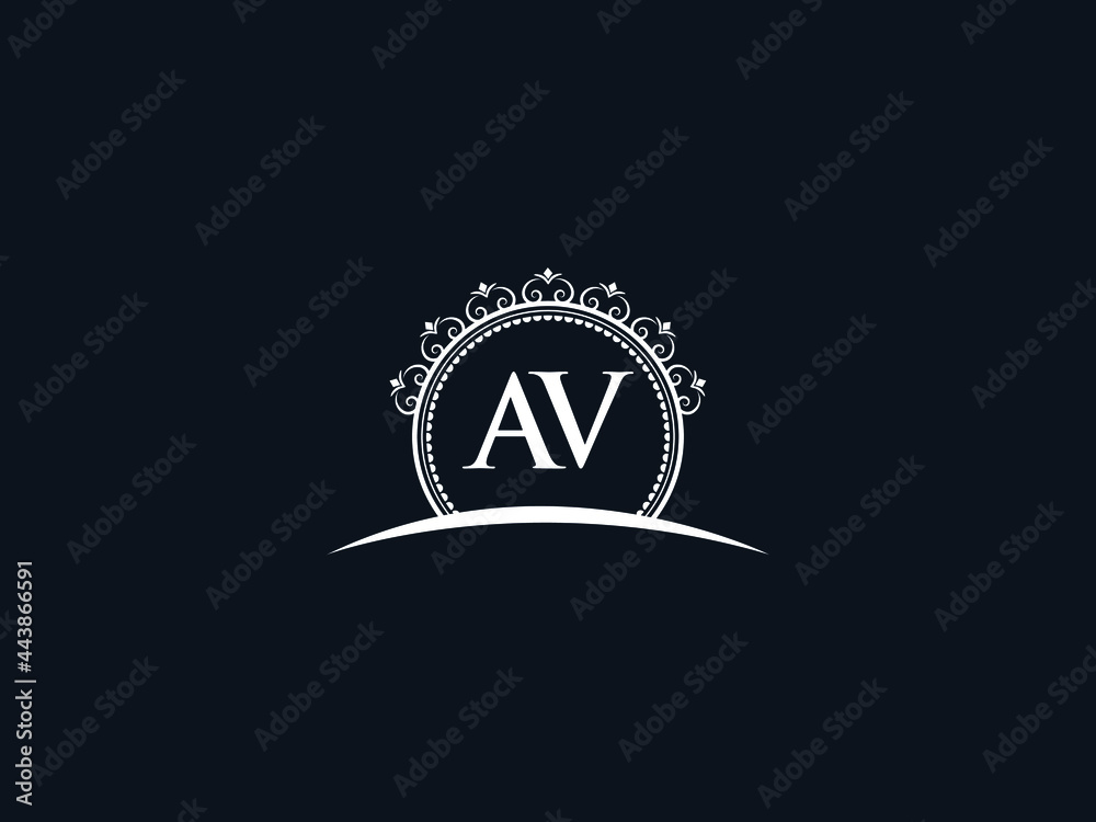 Luxury AV Letter, initial Black av Logo Icon Vector For Hotel Heraldic ...