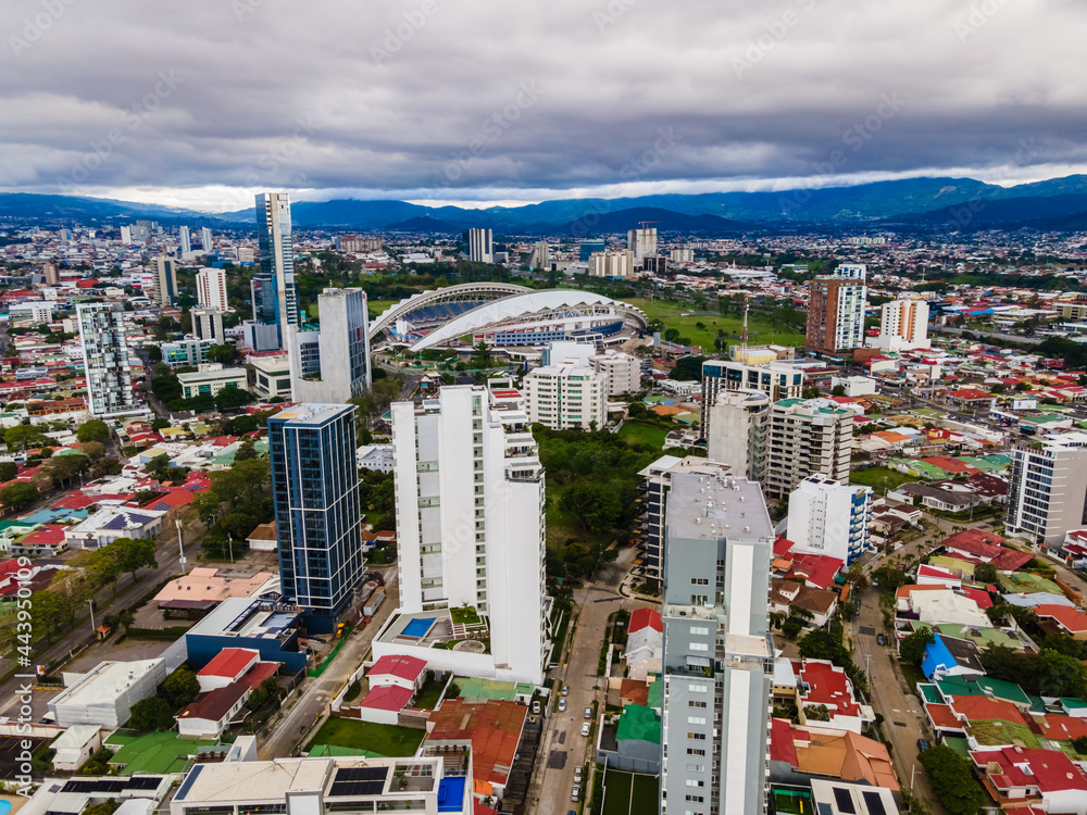 Beautiful aerial view of the City of San Jose Costa Rica, near the ...
