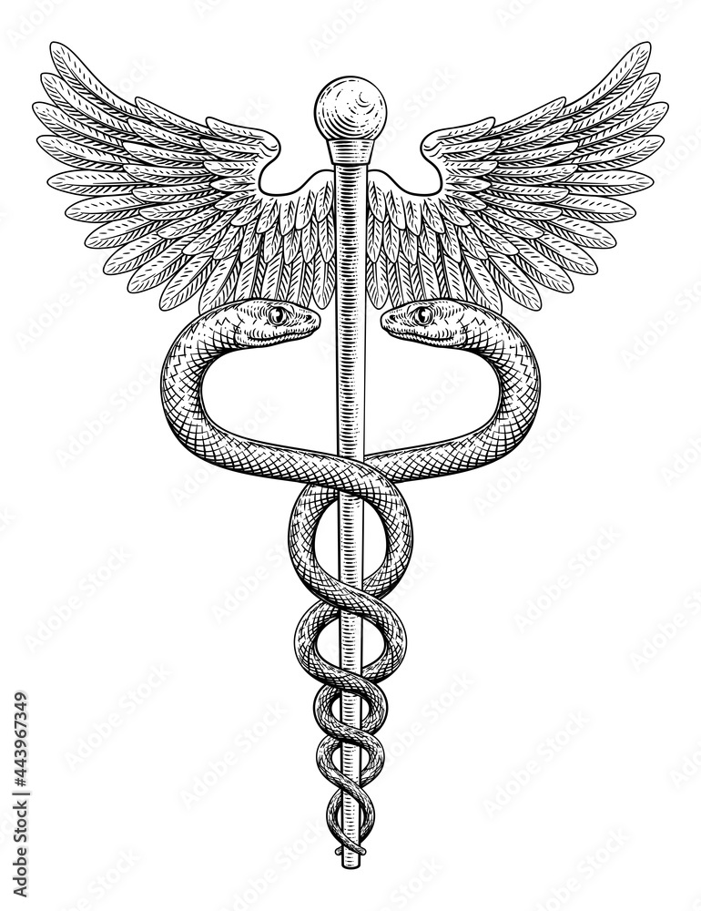 Caduceus Vintage Doctor Medical Snakes Symbol Stock Vector | Adobe Stock