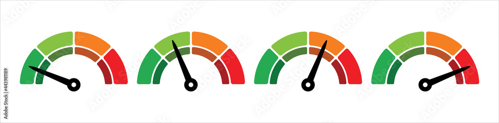 scale four level measurement monitor display. simple level meter. four ...