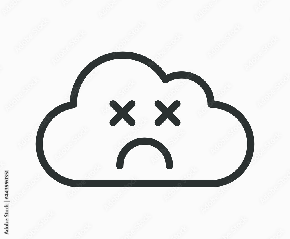 Sad face cloud icon. No internet connection. Stock Vector | Adobe Stock