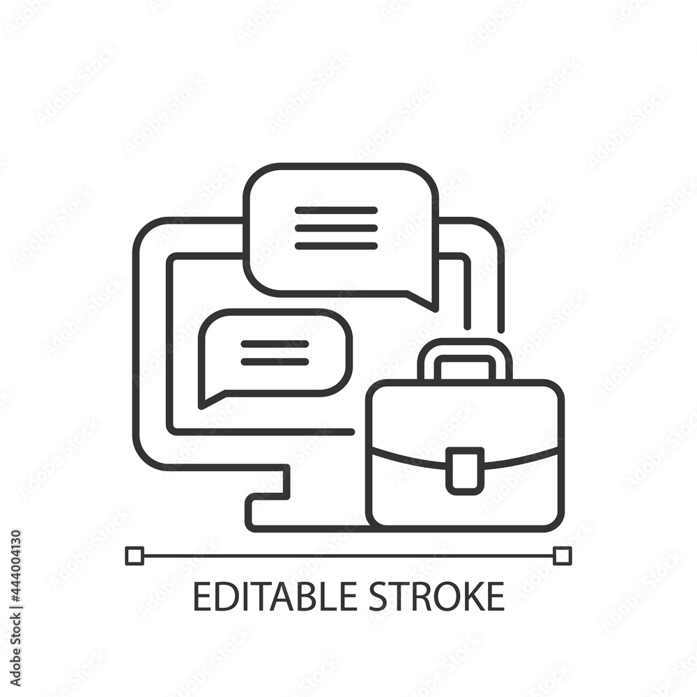 Workplace chat linear icon. Business chat for remote employee ...