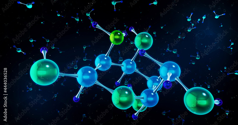 3D Molecule, physically accurate model of a molecule, covalent bonds ...