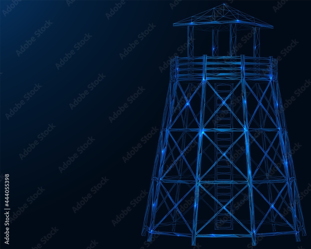 Watchtower. A tower observation post. Polygonal construction of lines ...
