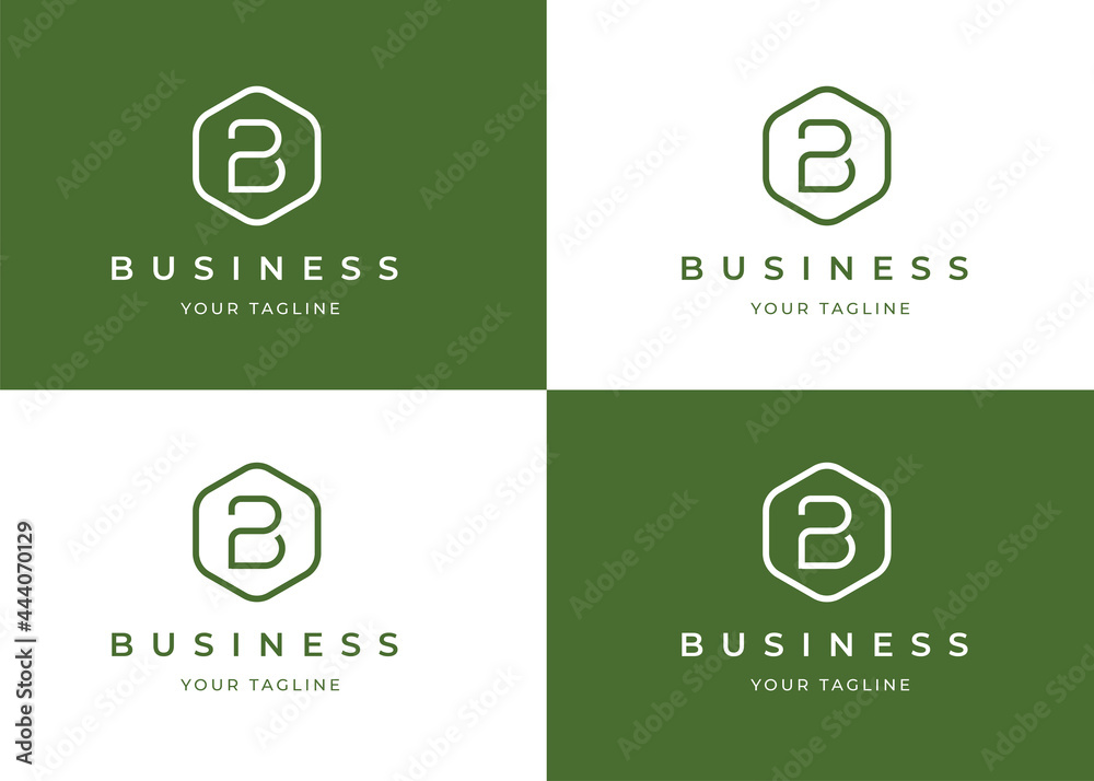 Minimalist letter B logo design template with geometric shape, vector ...