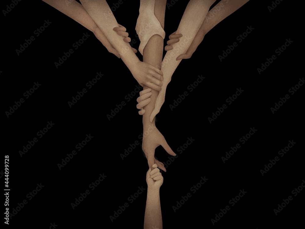 Illustration of child hand holding hand for help and hope Stock Photo ...