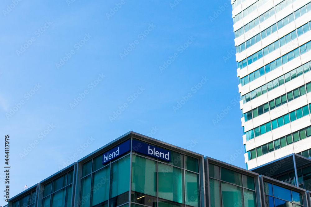 Blend Labs logo on HQ facade. Blend Labsis a Silicon Valley technology ...