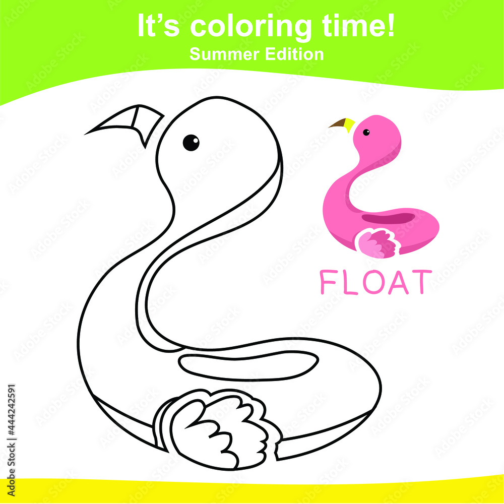 Coloring flamingo float worksheet page. Educational printable coloring ...