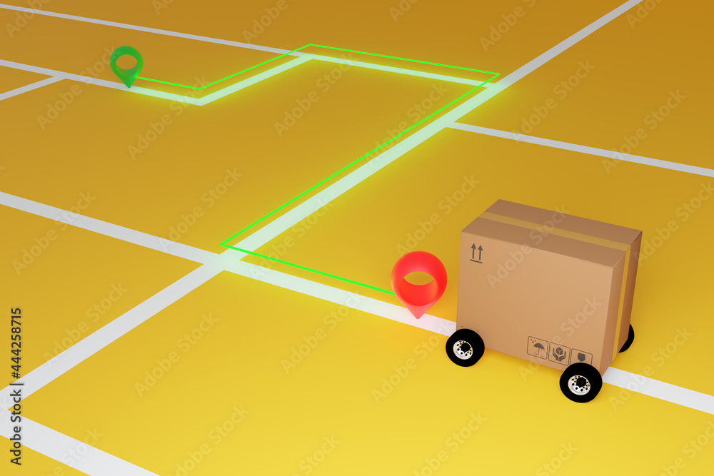 Target express delivery tracking concept. The parcel moves along the ...