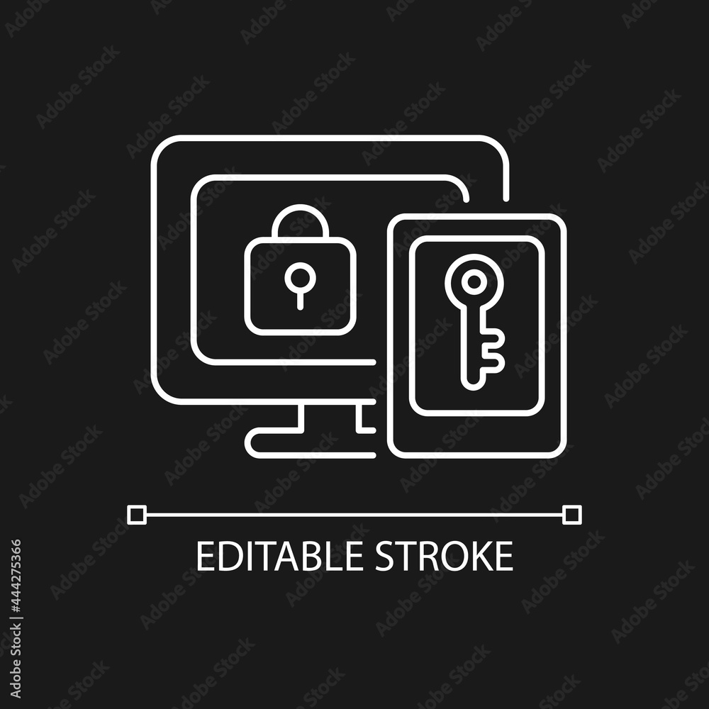 Multi-factor authentication white linear icon for dark theme. Providing ...