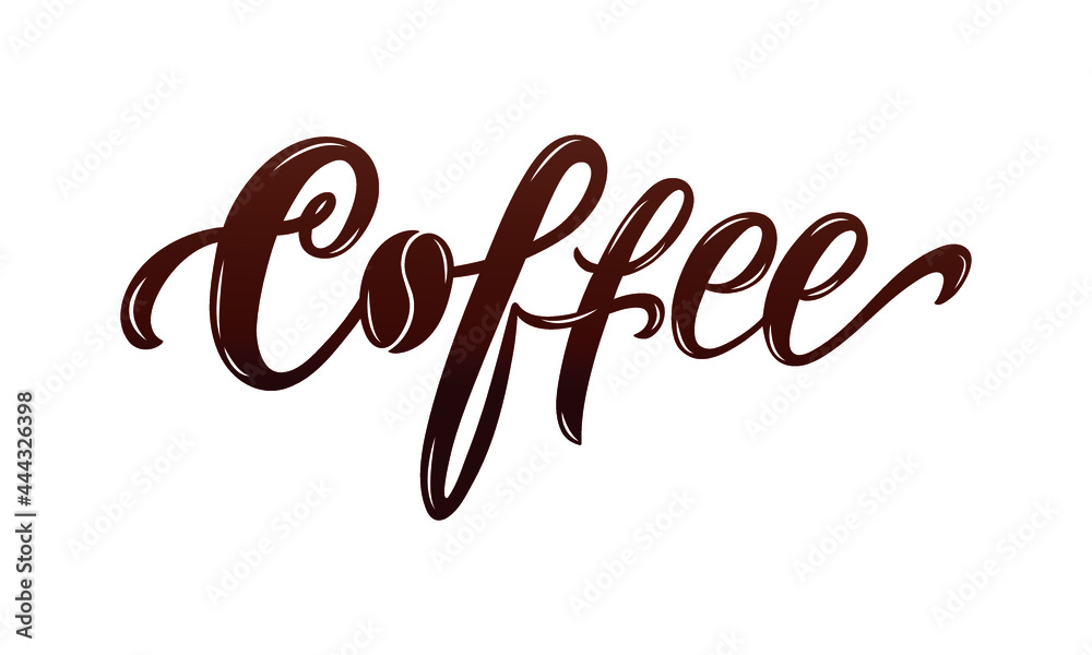 Coffee handwritten word isolated on white background. Elegant modern ...