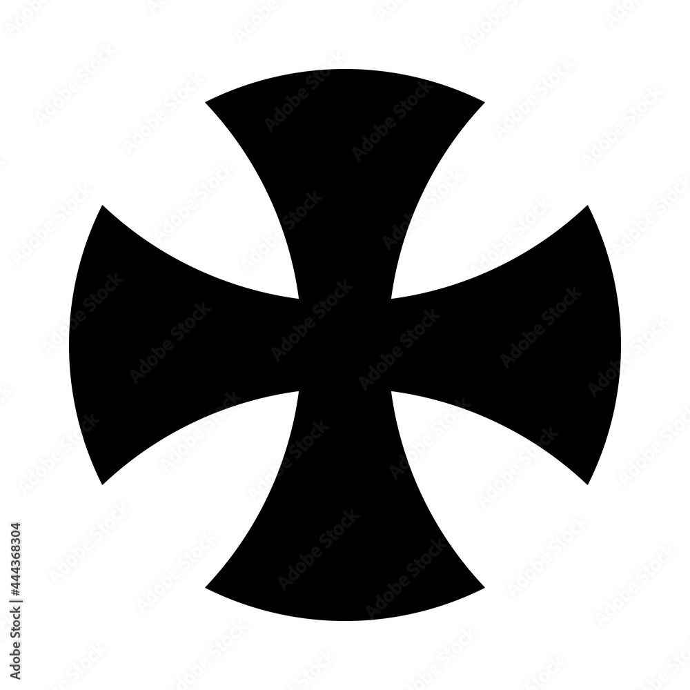 Templar cross religious symbol. Black vector illustration isolated on ...