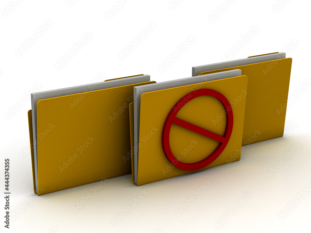 3d rendering Red stop symbol and yellow folder Stock Illustration ...