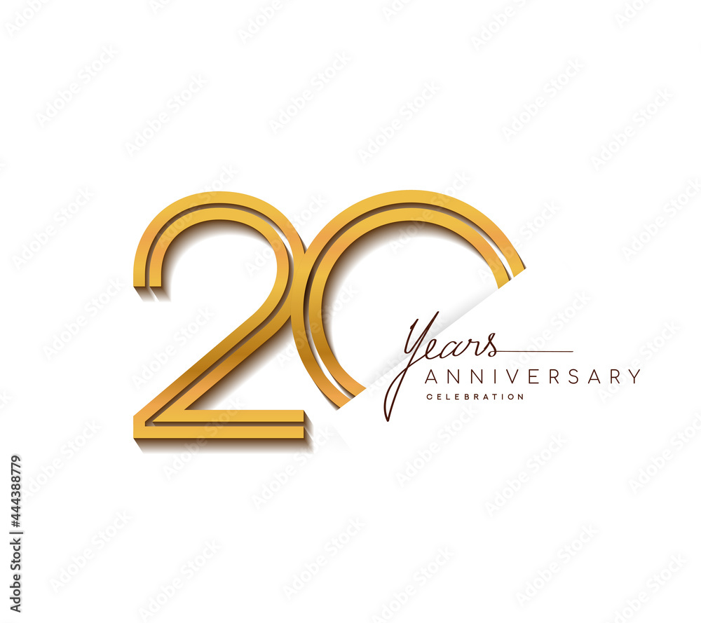 20th anniversary logo golden colored with linked number isolated on ...