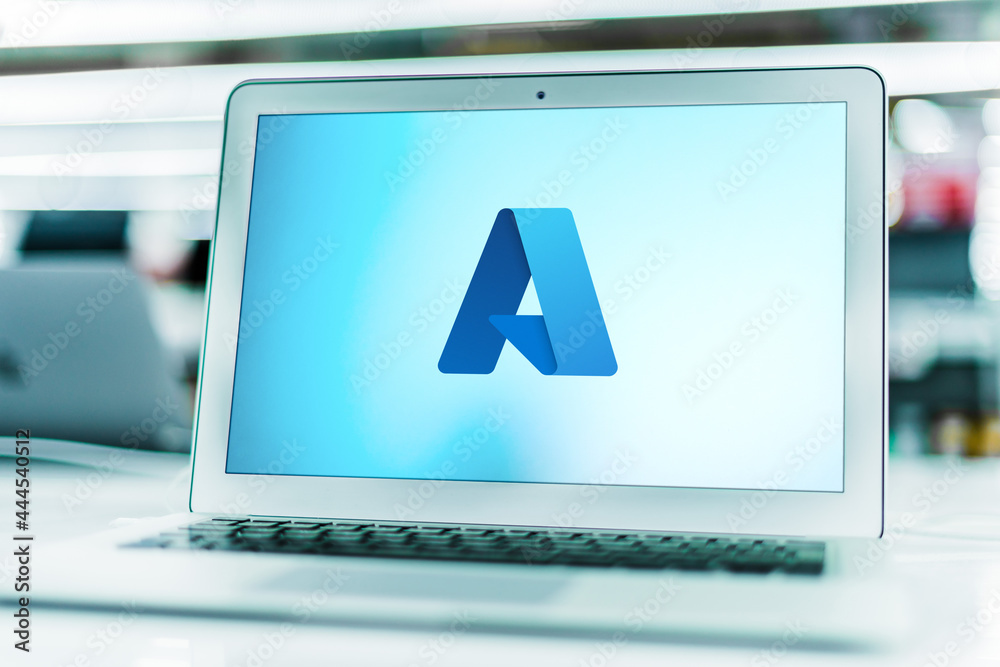 Laptop computer displaying logo of Microsoft Azure Stock Photo | Adobe ...