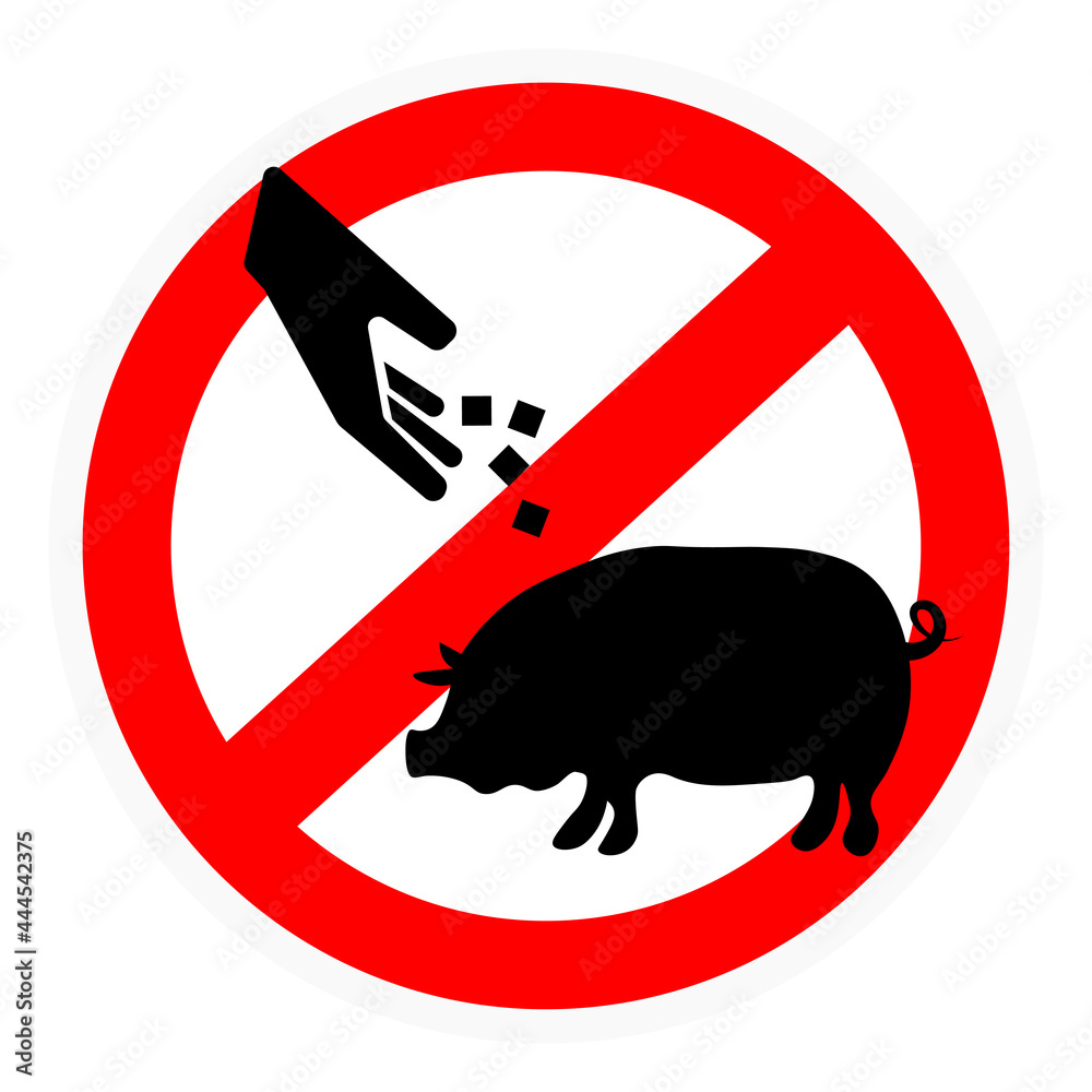 Vector de Stock Vector silhouette of do not feeding pig mark on white ...