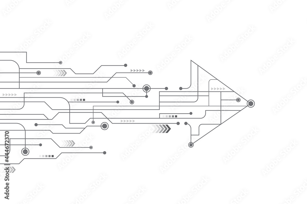 Circuit Arrows on white background with copy space, forward moving ...