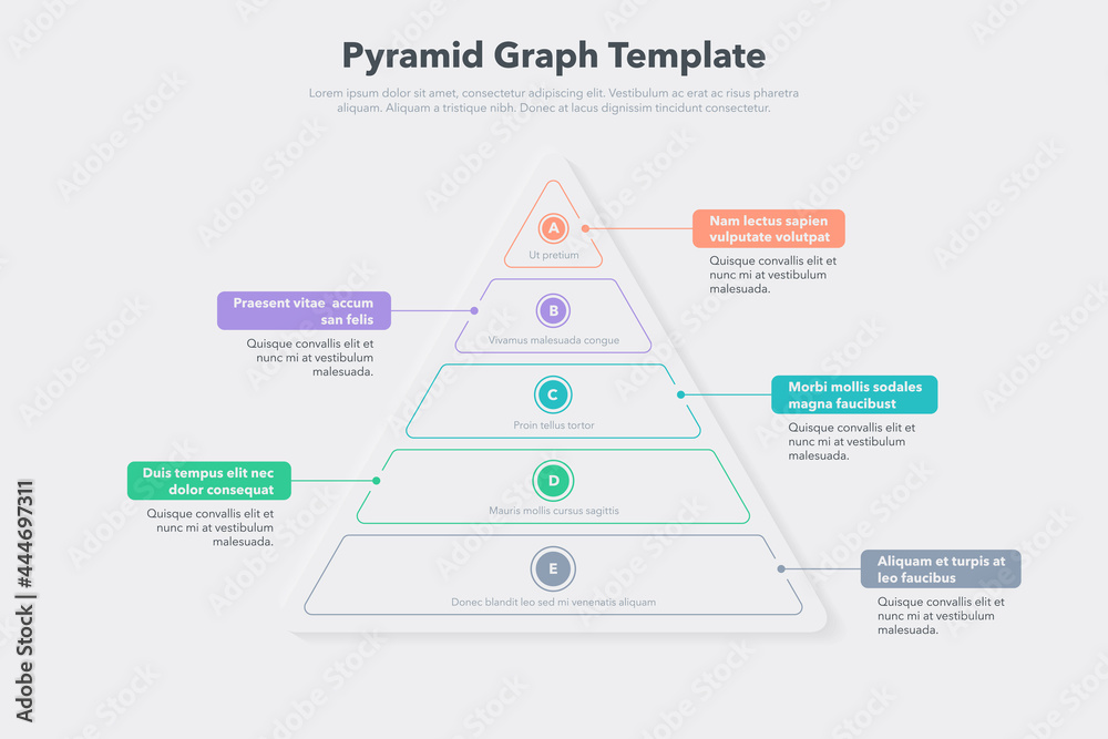 Pyramid graph template with five colorful steps. Easy to use for your ...