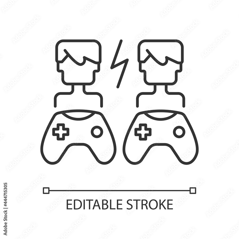 Player versus player games linear icon. Users compete against each ...