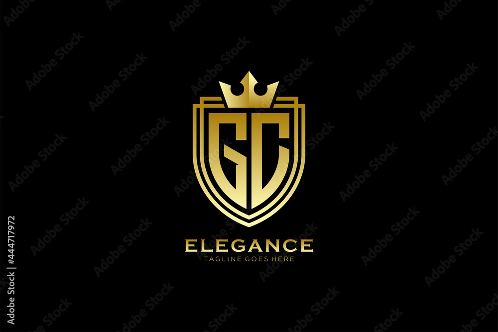 initial GC elegant luxury monogram logo or badge template with scrolls ...